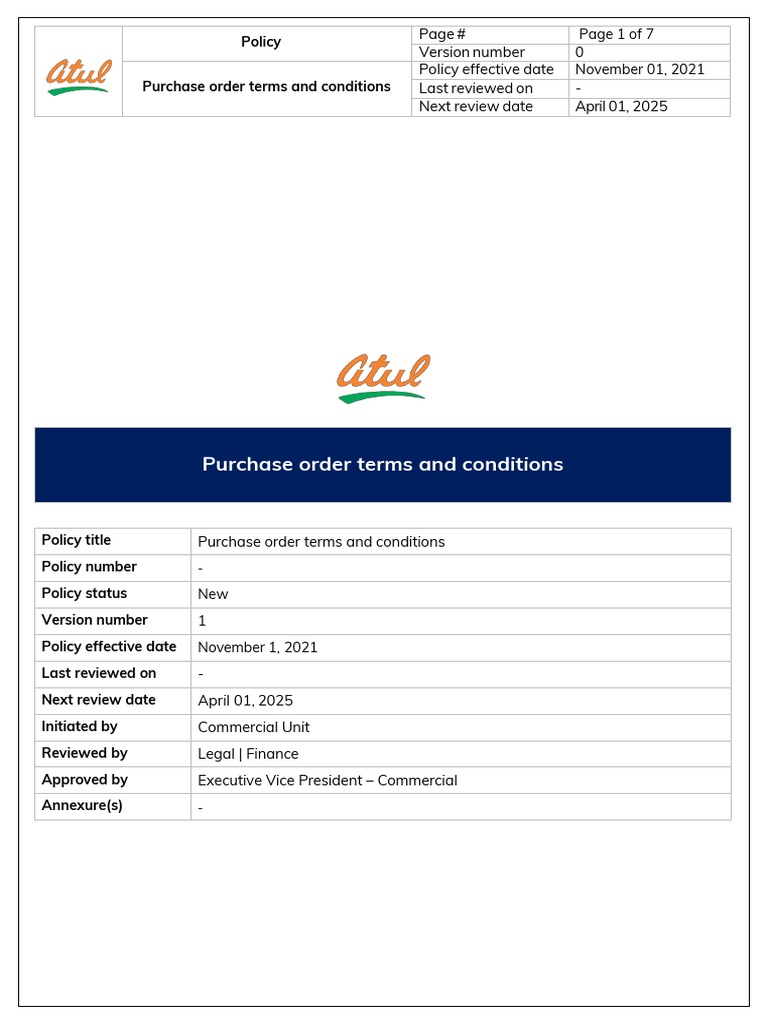 Purchase Order Terms and Conditions | PDF | Indemnity | Contractual Term
