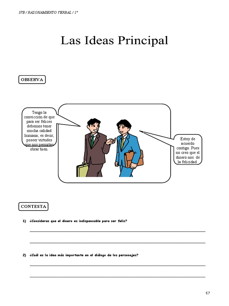 IV Bim. 1er. Año - RV - Guia #7 - La Idea Principal-Vale | PDF ...