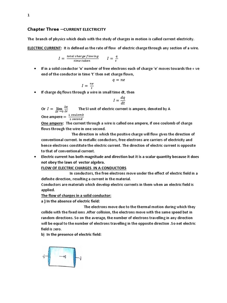 Phy CHP 3 Notes | PDF | Electrical Resistivity And Conductivity | Voltage
