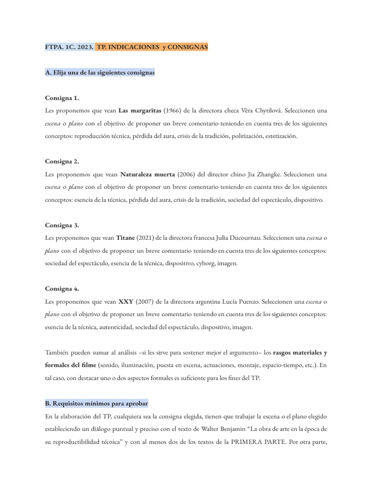FTPA. 1C. 2023. TP. Indicaciones y Consignas | PDF | Bibliografía