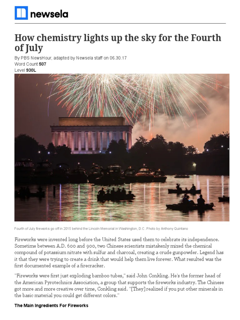 Chemistry of Fireworks 930 O | PDF | Fireworks | Chemical Substances