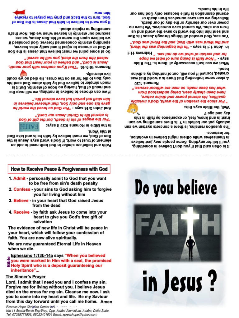 Do You Believe Tract All On One Page | PDF | Eternal Life (Christianity ...