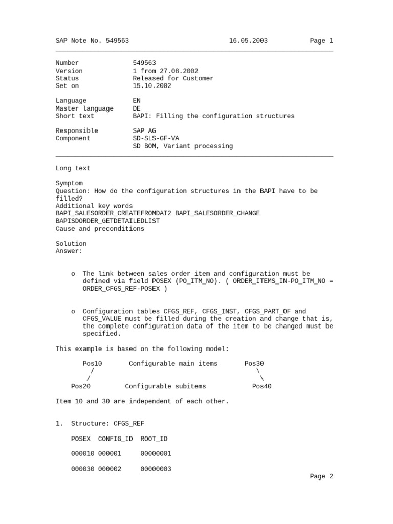 Bapi Filling The Configuration Structures Pdf Computer Programming Systems Engineering