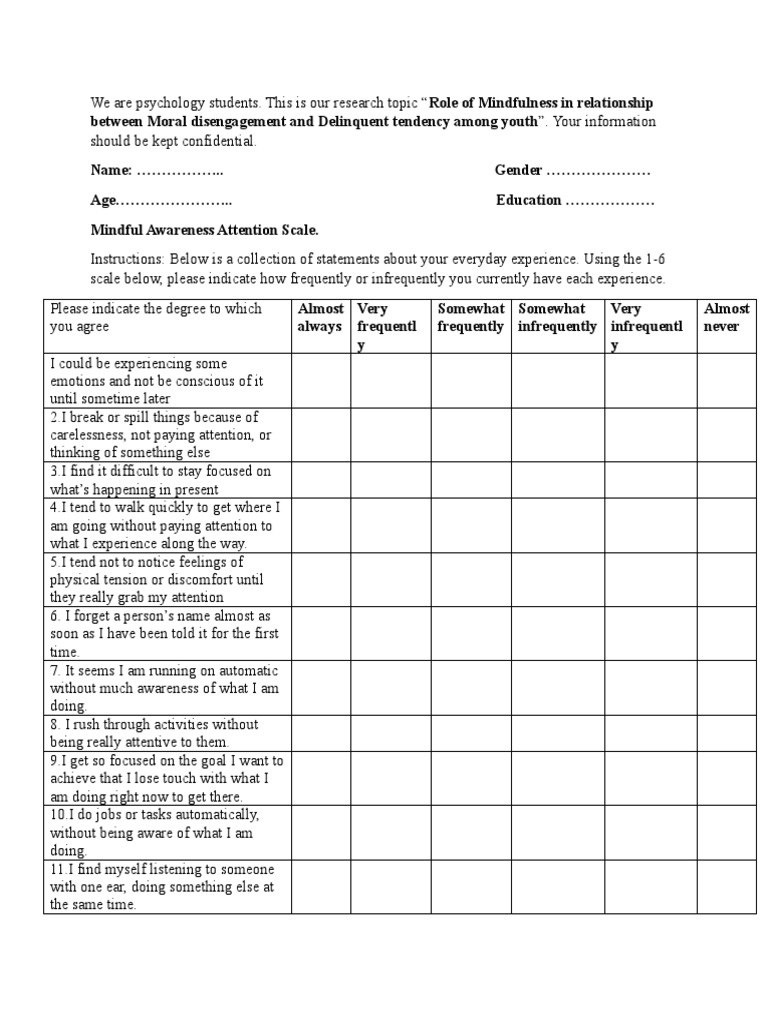 Research Scale-1 | PDF | Experience | Attention