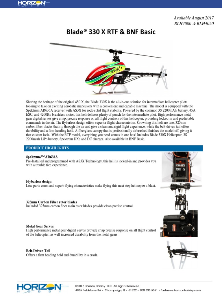 Blade 330 X RTF BNF Sales Training | PDF | Helicopter | Mechanical ...