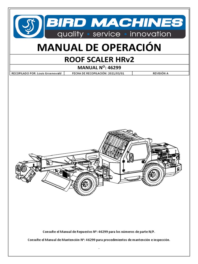 Manual Bird Machine Roof Scaler - OPERATION MANUAL REV A (Español ...