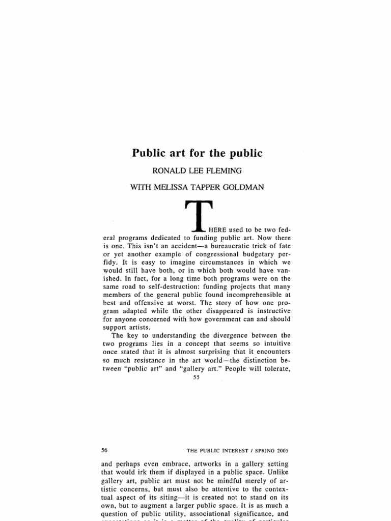Public Artf or The Public RONALD LEE FLEMING | PDF | Arts (General ...