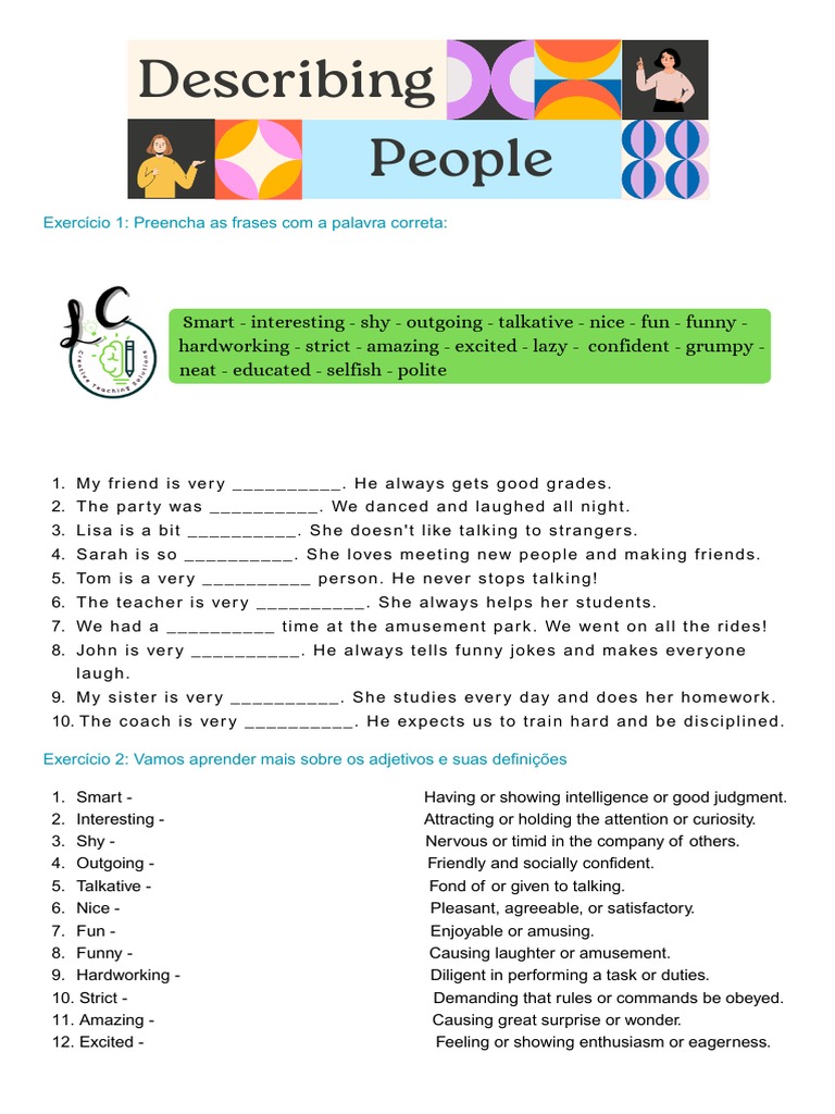 Describing People: Exercises & Worksheets | PDF | Psychology