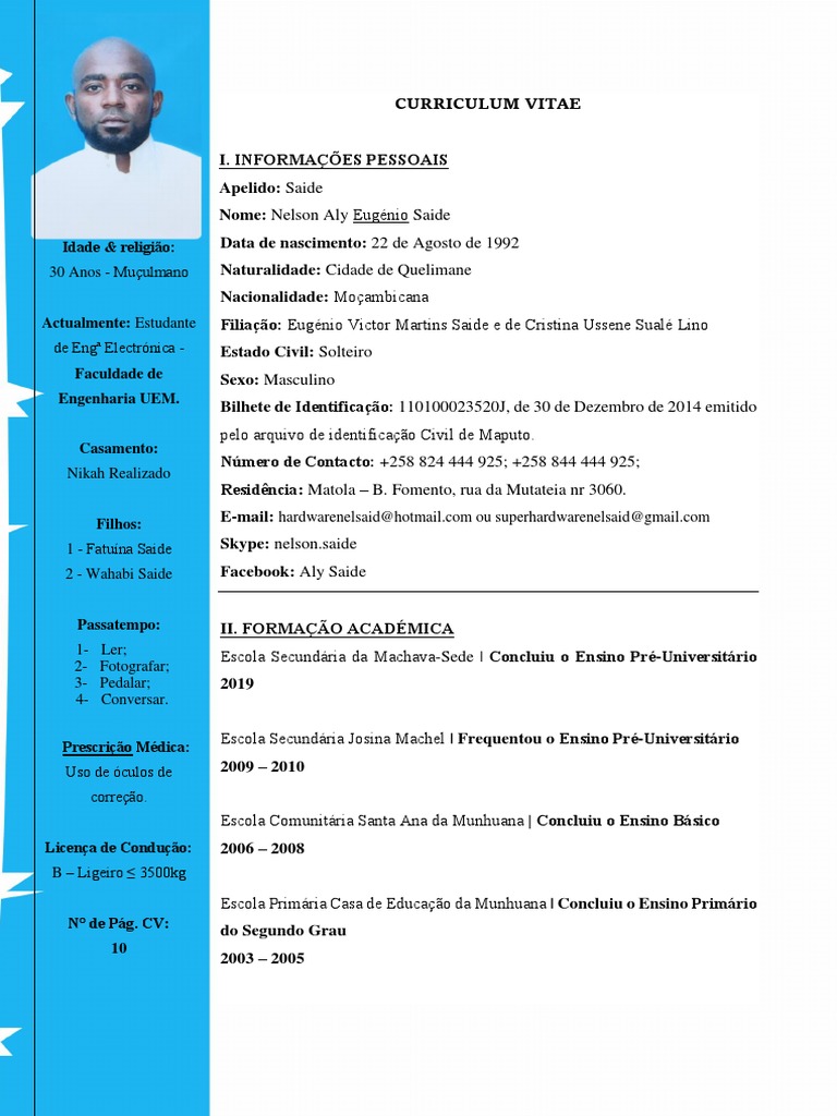 Cv Portugues Nelson Aly Eugenio Saide30 | PDF | Educação à distância ...