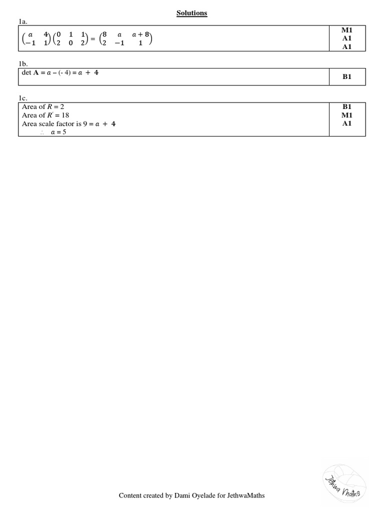 Solutions M1 A1 A1 | PDF | Mathematical Analysis | Functions And Mappings