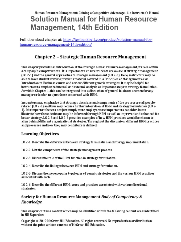 Solution Manual For Human Resource Management 14th Edition Pdf Cost