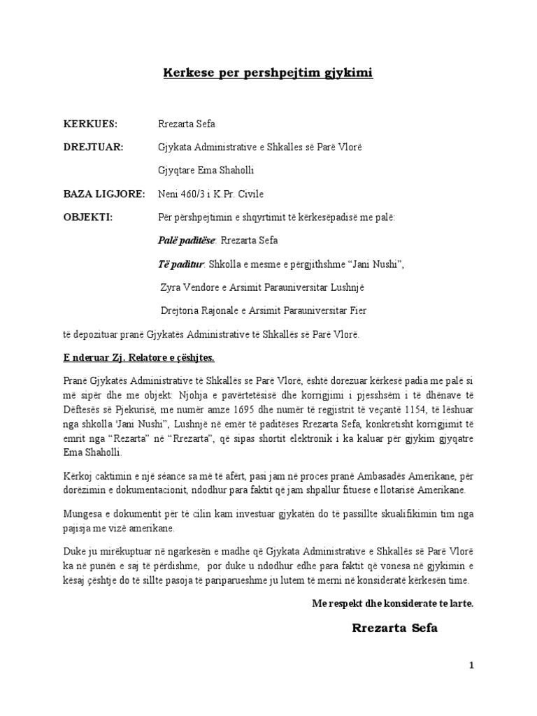 Kerkese, Pershpejtim Gjykimi | PDF