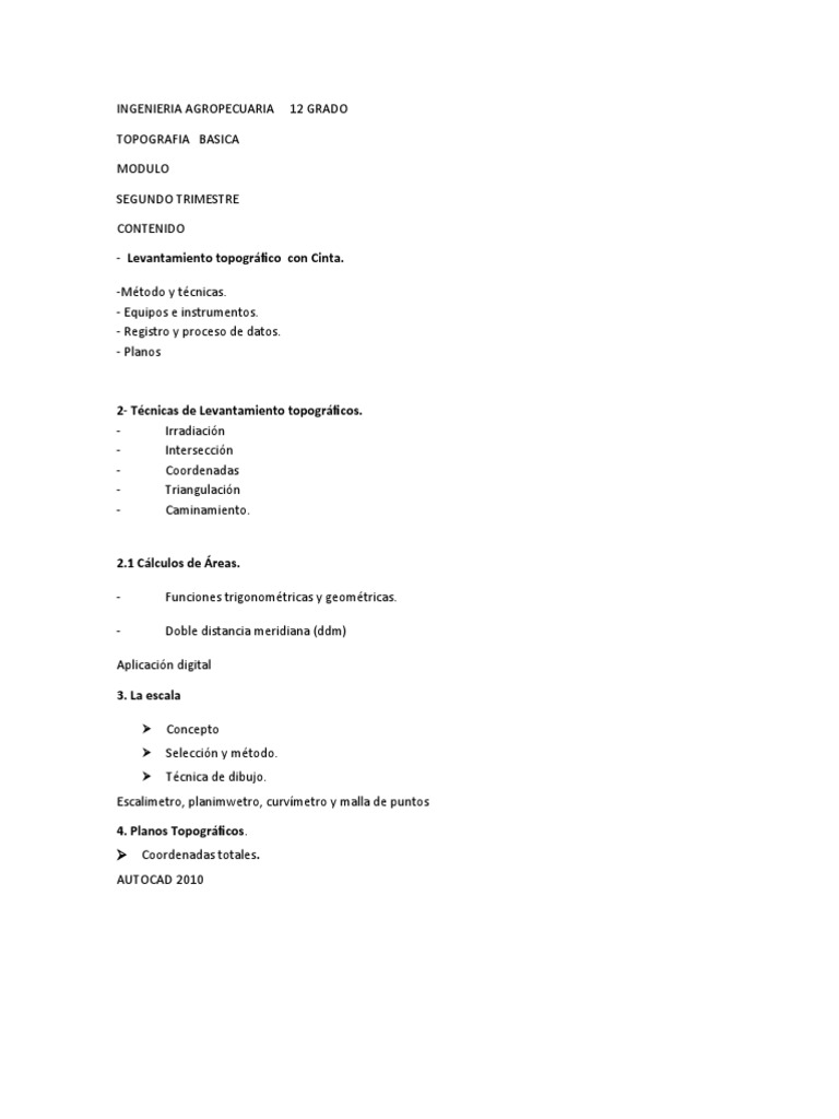 Modulo Ing.12 Grado 11 Trimestre | PDF | Topografía | Medición