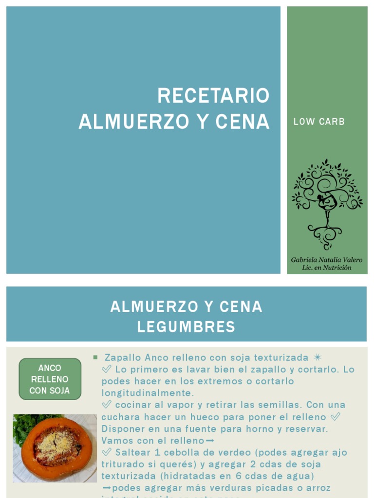 Recetario Almuerzo y Cena LOW CARB | PDF | Hamburguesas | Vegetales