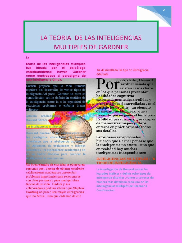 La Teoria de Las Inteligencias Multiples de Gardner | PDF | Inteligencia | Cociente de inteligencia