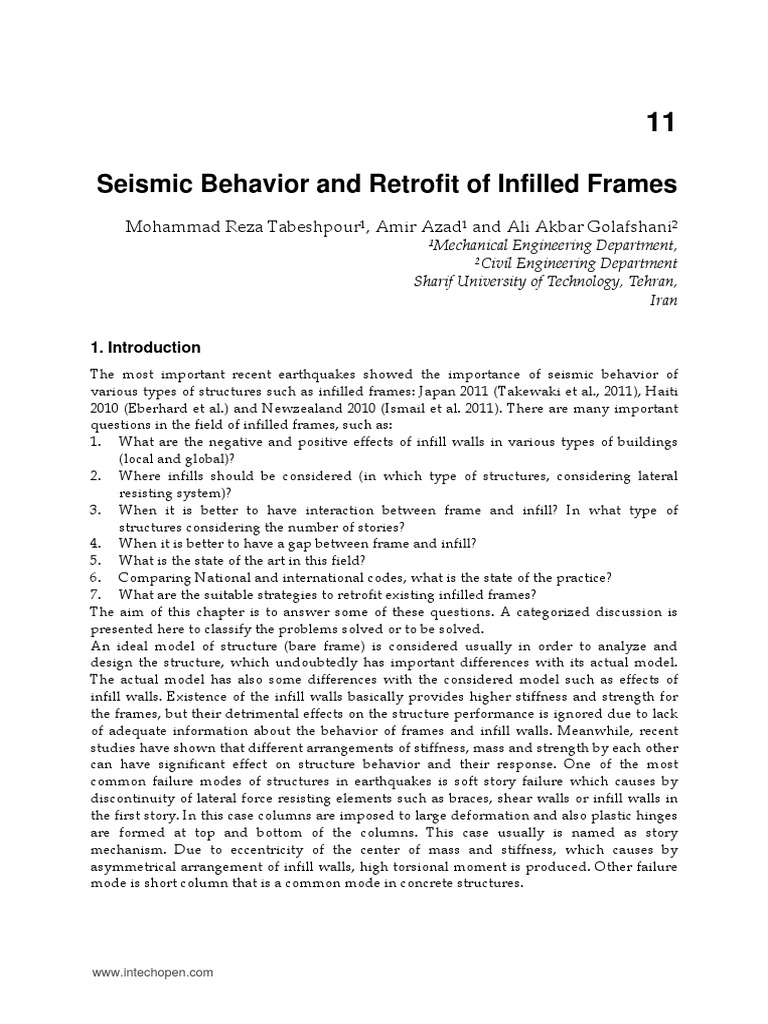 Seismic Behavior and Retrofit of Infilled Frames: Mohammad Reza ... Seismic Behavior and Retrofit of Infilled Frames: Mohammad Reza ...