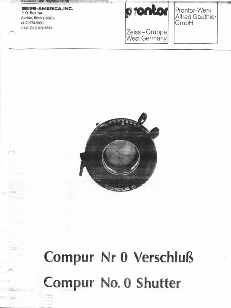 Compur Size0 Parts | PDF
