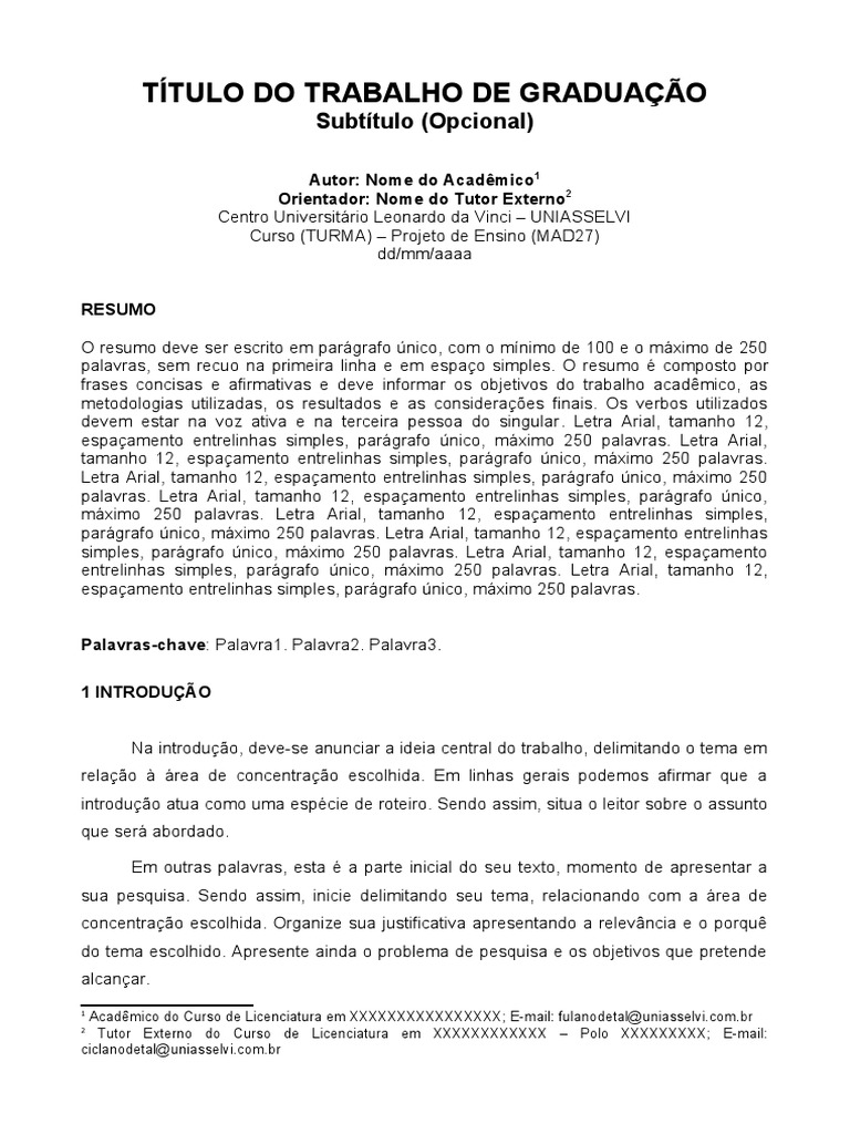 MODELO_PAPER_COMPLETO_TCC | PDF | Citação | Abstract (resumo)