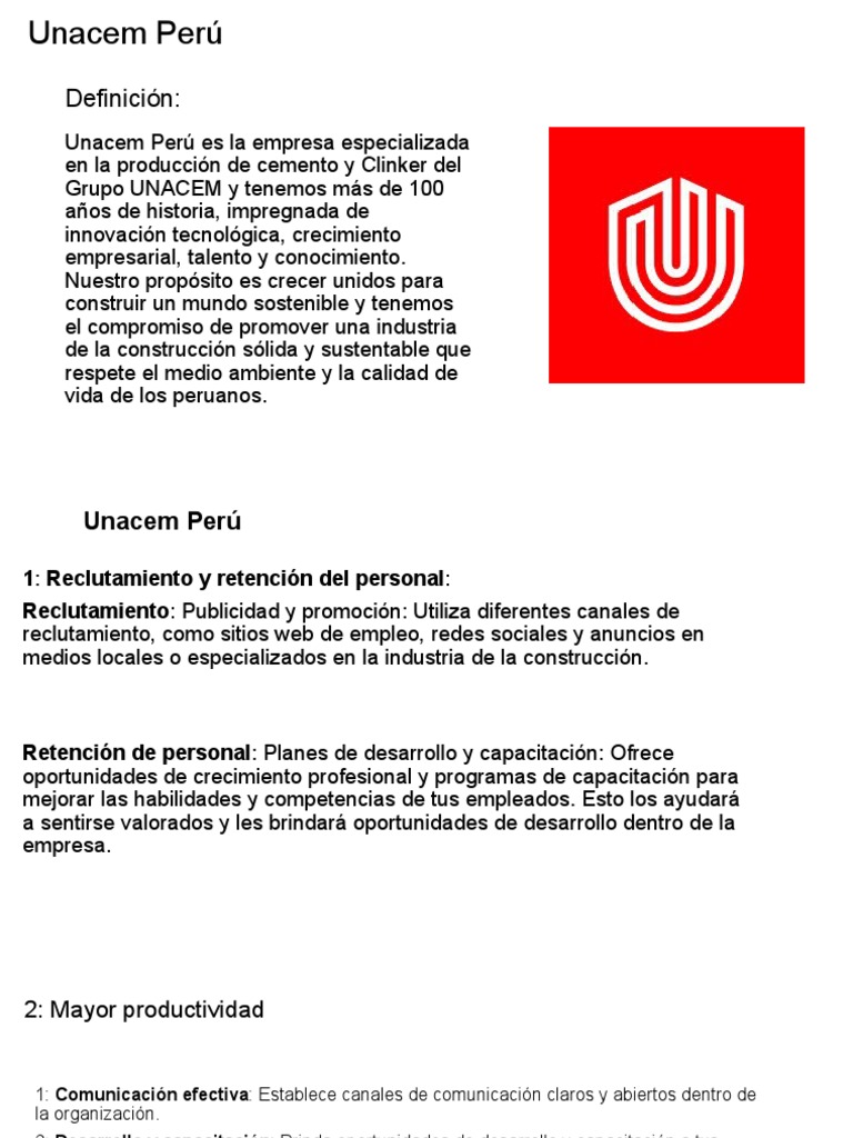 Unacem Perú | PDF | Calidad (comercial) | Uso eficiente de energía