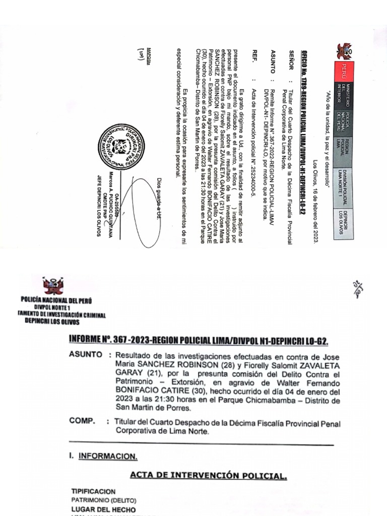 OFICIO #1789-2023 - Extorsión - Removed - Removed | PDF