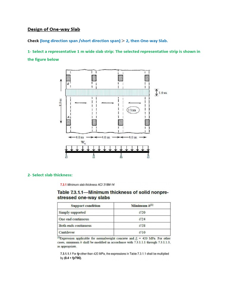 Design of One-Way Slab | PDF | Beam (Structure) | Bending