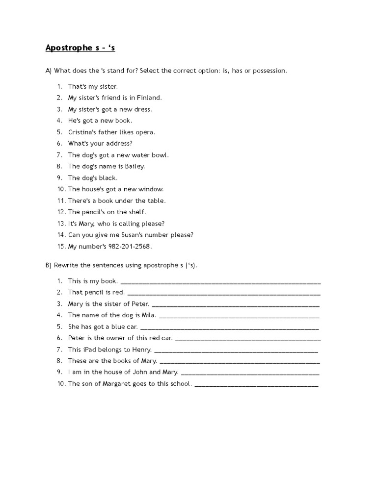 Apostrophe S - S | PDF