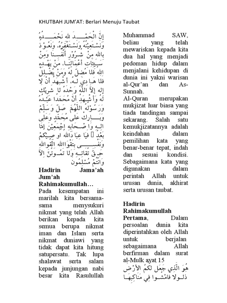 Khutbah Jumat Taubat | PDF