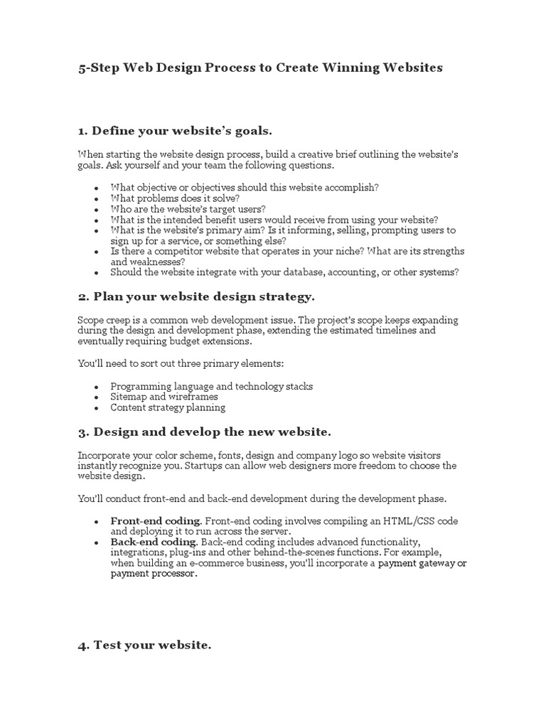 5 Step Website | PDF | Websites | Web Design
