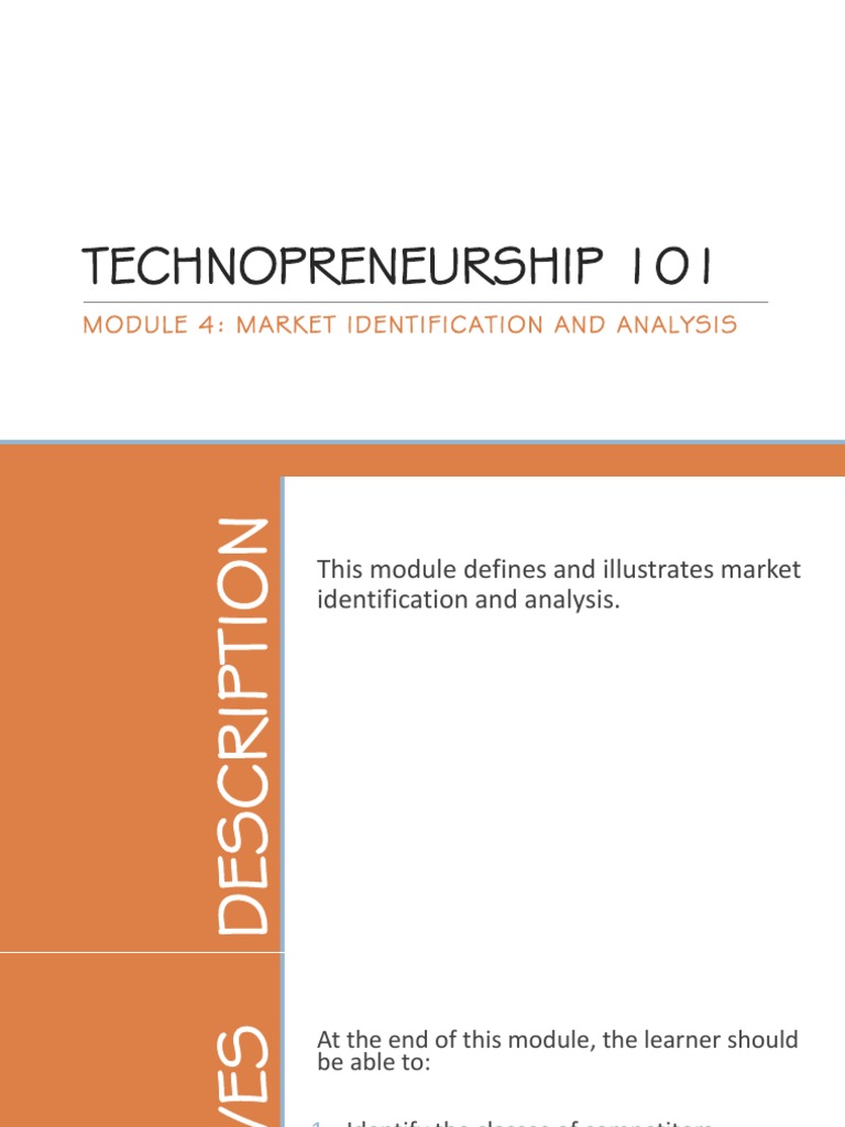 Technopreneurship 101: Module 4: Market Identification and Analysis | PDF | Pricing | Marketing