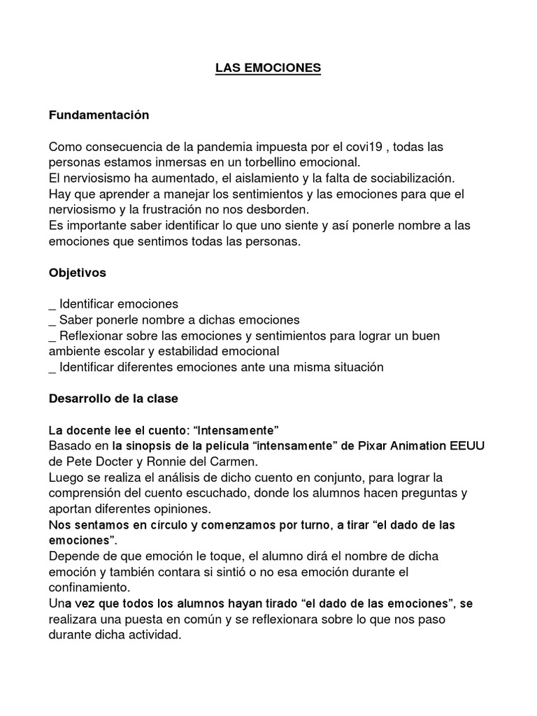 Las Emociones Secuencia Didactica Pdf Las Emociones Sicología