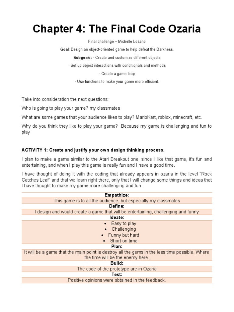 Chapter 4 - Ozaria | PDF | Design Thinking | Computing