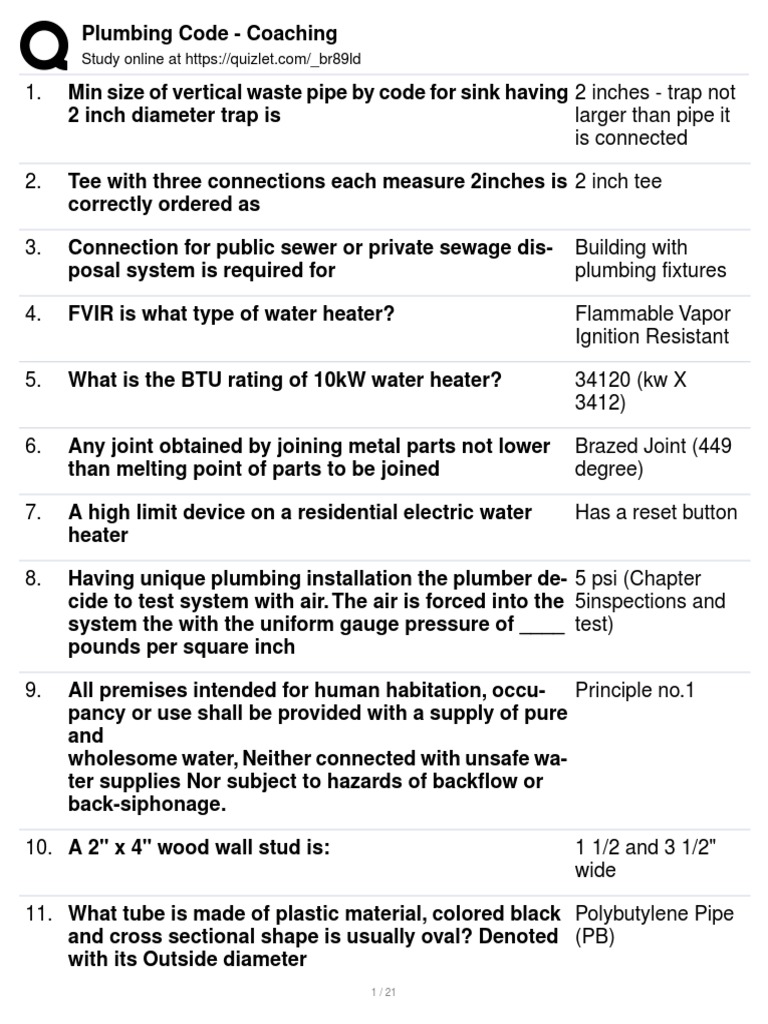 Plumbing Code Coaching | Download Free PDF | Plumbing | Water Heating