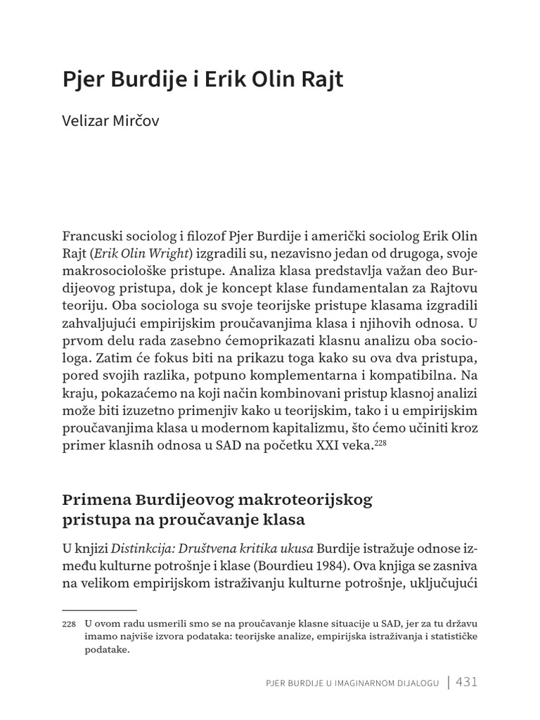 Pjer Burdije I Erik Olin Rajt | PDF