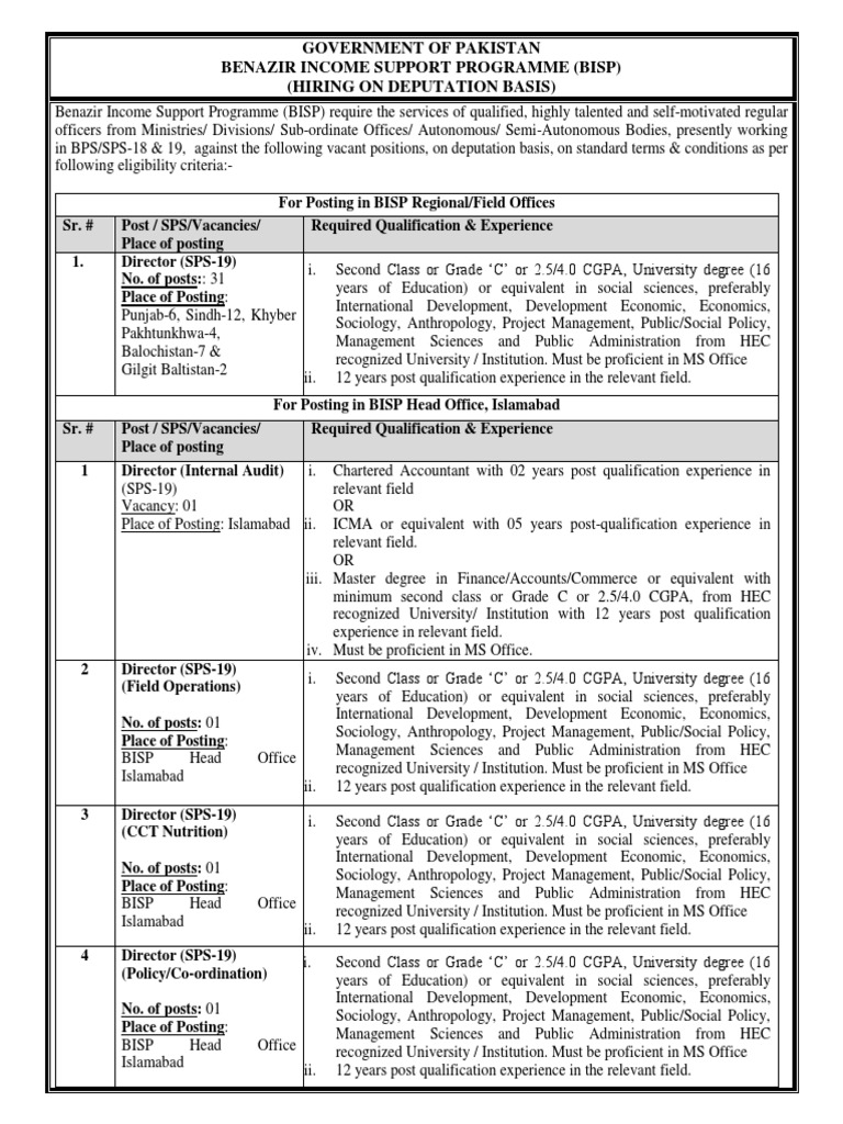 BISP Deputation | PDF | Academic Degree | Social Sciences