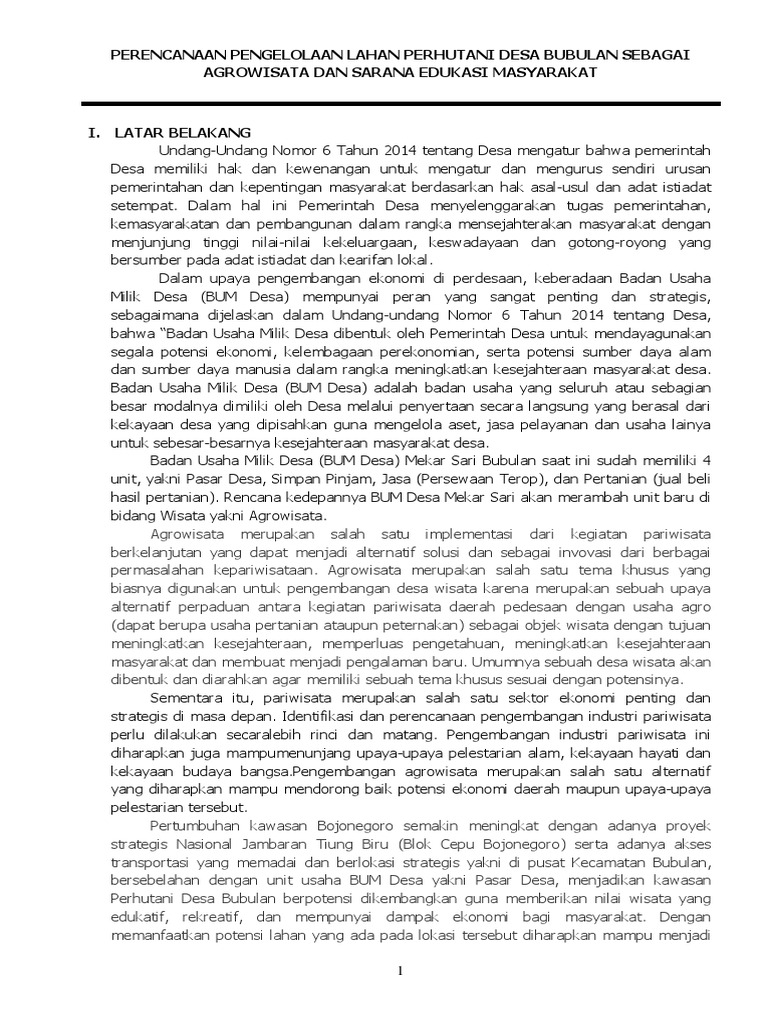 Perencanaan Agrowisata Desa Bubulan | PDF