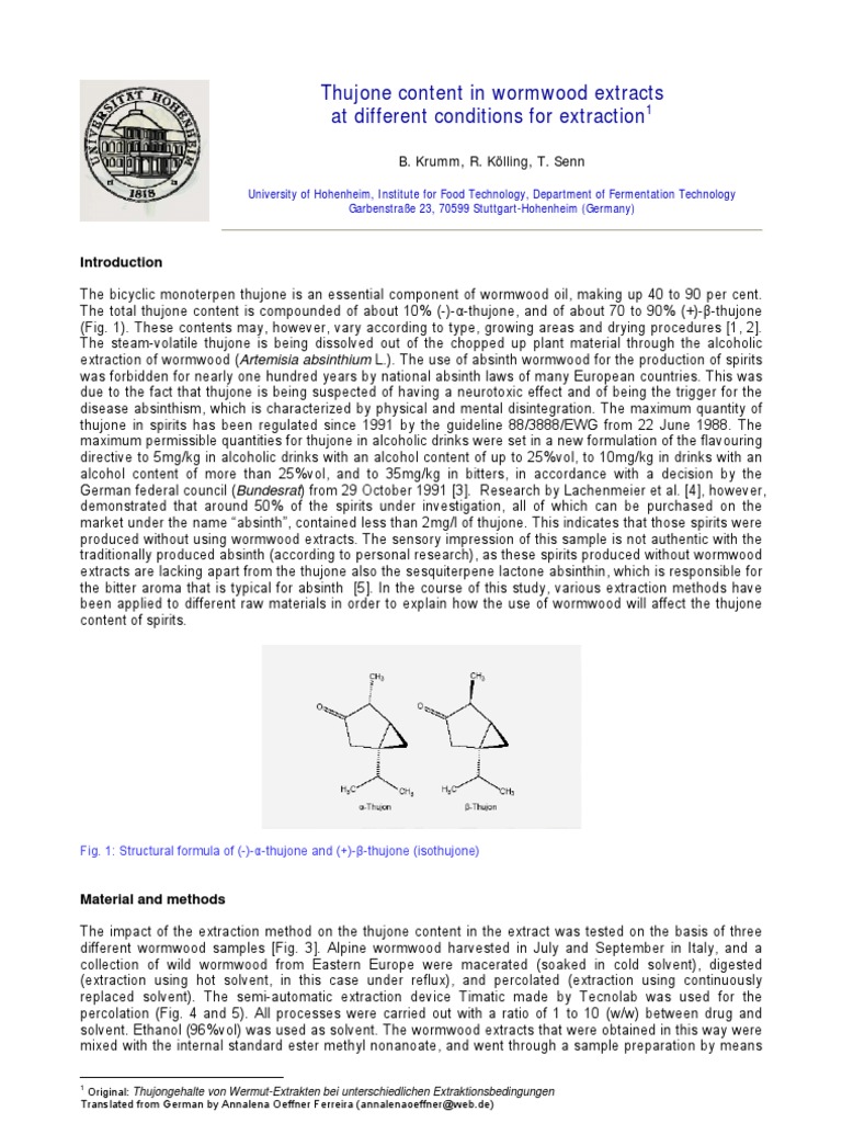 TN-102 - Thujone Content in Wormwood Extracts (Timatic) | PDF | Gas Chromatography | Beverages