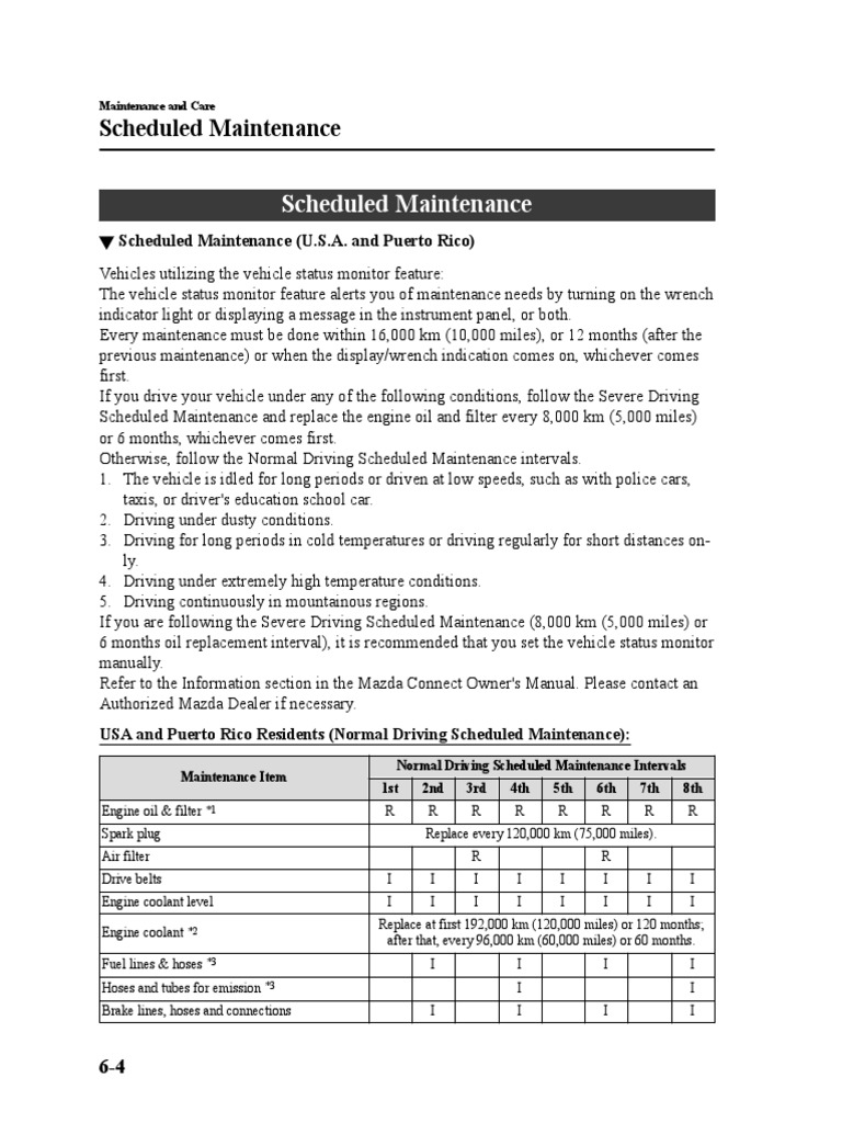 Mazda 3 Scheduled Maintenance Guide | PDF | Brake | Motor Oil