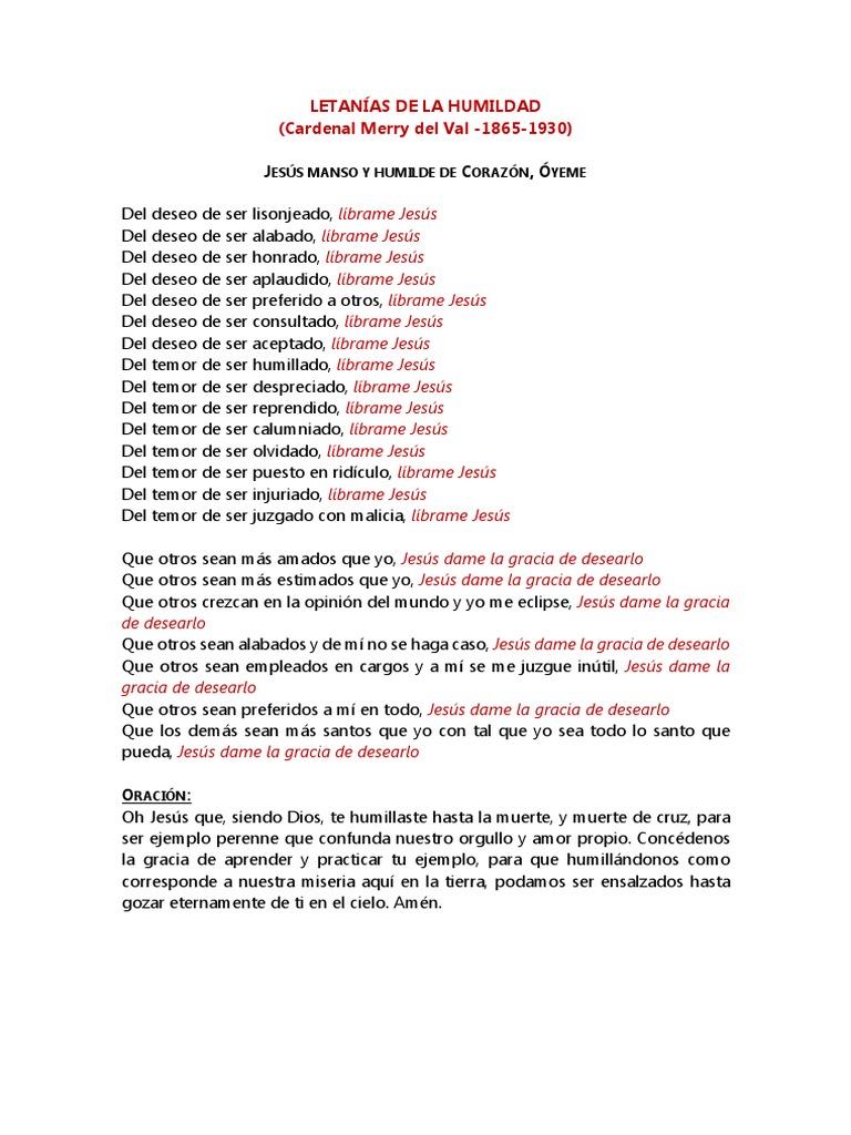 Letanias de La Humildad (Card. Merry Del Val) | PDF | Jesús