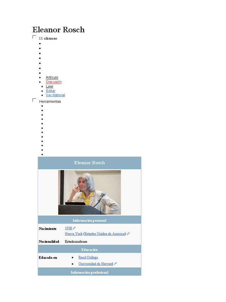Eleanor Rosch | PDF | Ciencias del comportamiento | Conceptos psicologicos