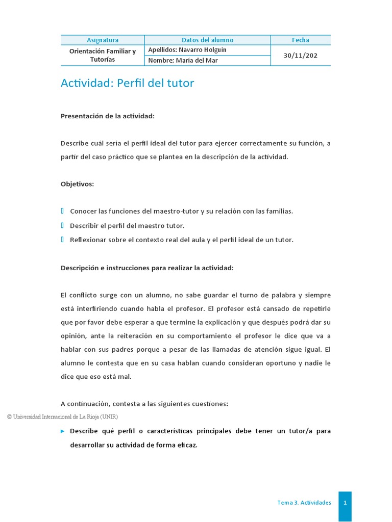 Actividad Perfil Del Tutor 2022 | PDF | Maestros | Evaluación