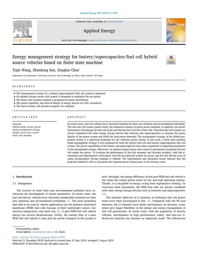 Energy Management Strategy For Battery - Supercapacitor - Fuel Cell Hybrid Source Vehicles Based ...