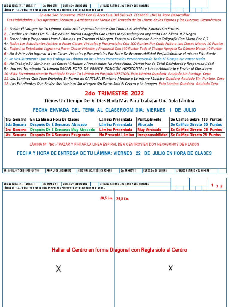 3º LÁMINA Nº 7téc.-TRAZAR Y PINTAR LA LINEA ESPIRAL DE 6 CENTROS EN DOS HEXÁGONOS org7téc3ºABC ...