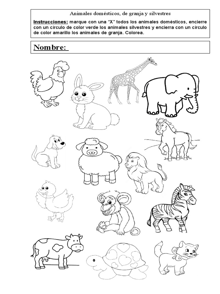 Hoja de trabajo Animales | PDF