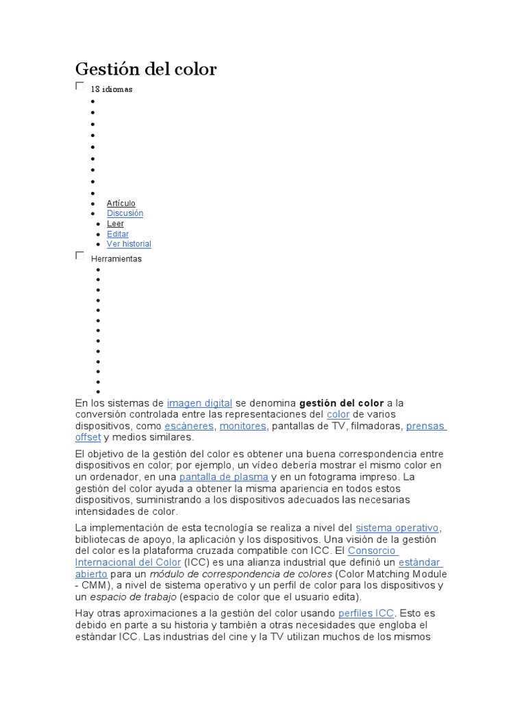 Gestión del Color en Dispositivos Digitales | PDF