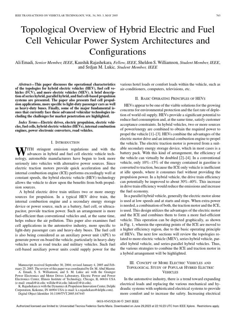 TOPOLOGIAS Topological Overview of Hybrid Electric and Fuel Cell Vehicular Power System ...