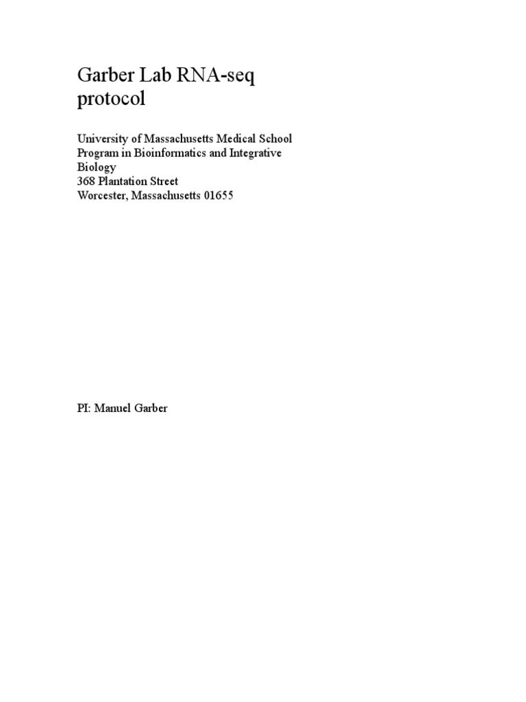 Garber Lab RNA-seq Protocol | PDF | Qiagen | Centrifuge