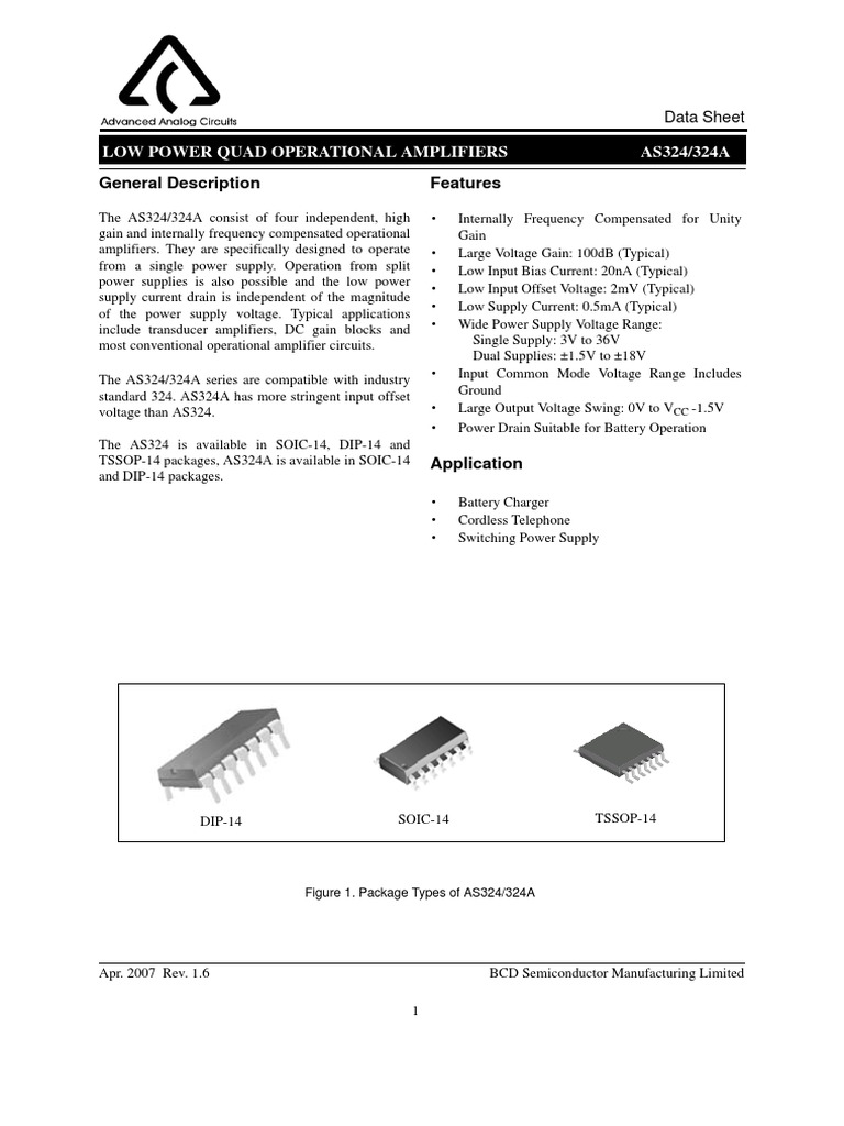 As324 As324a | PDF | Power Supply | Operational Amplifier