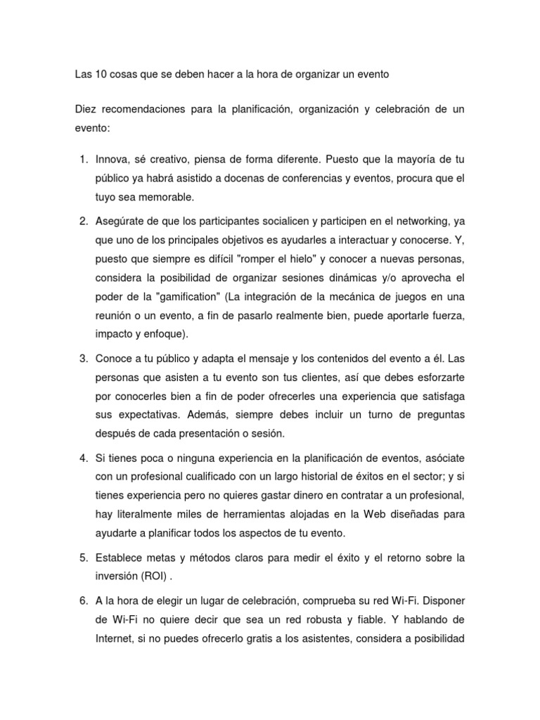 10 Claves para Crear Eventos PDF | PDF | Presupuesto | Planificación