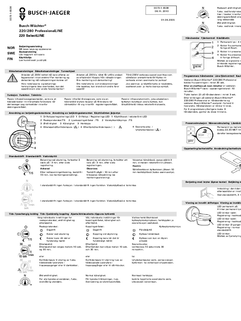 Bedienungsanleitung Busch-Jaeger 220 ProfessionalLINE (Deutsch - 2 ...