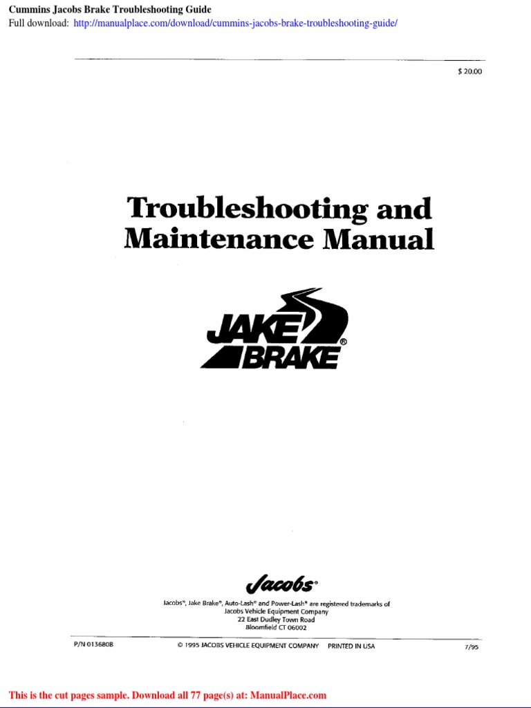 Cummins Jacobs Brake Troubleshooting Guide | PDF
